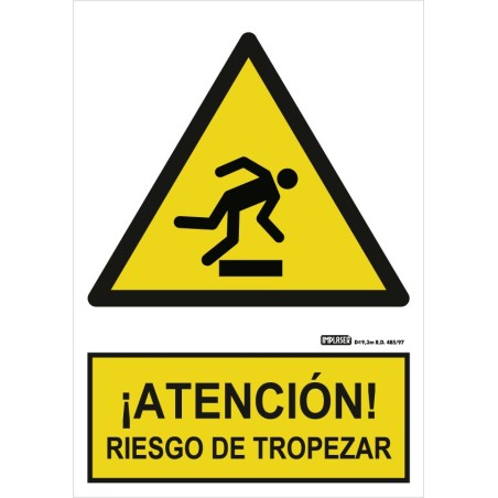 Señal Atención riesgo de tropezar - Prevención de riesgos laborales